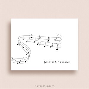 Personalized Music Notes Stationery - Music Staff Note Cards - Folded ...