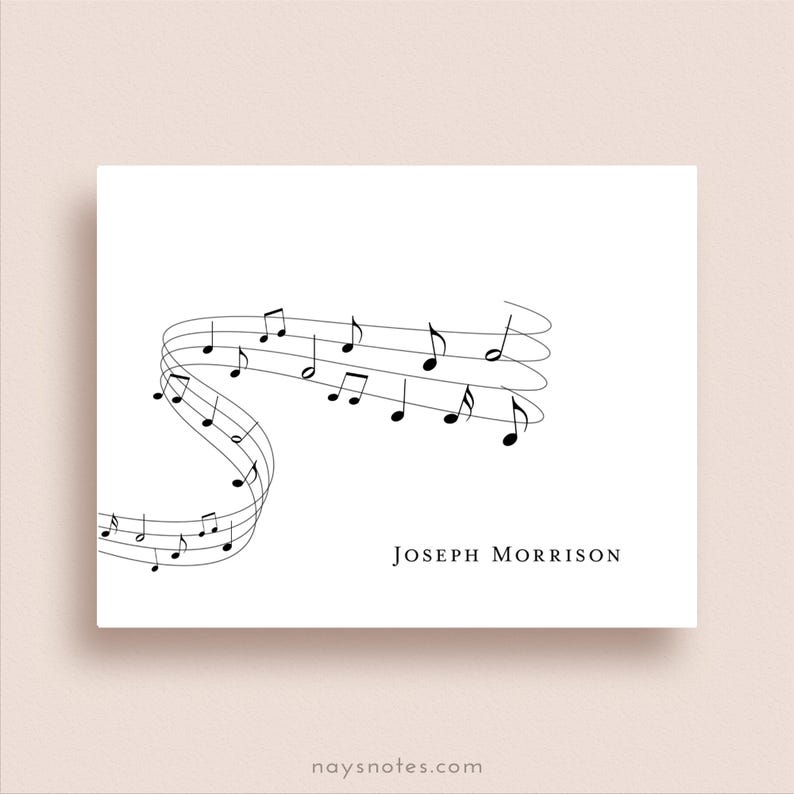 Personalized Music Notes Stationery - Music Staff Note Cards - Folded ...