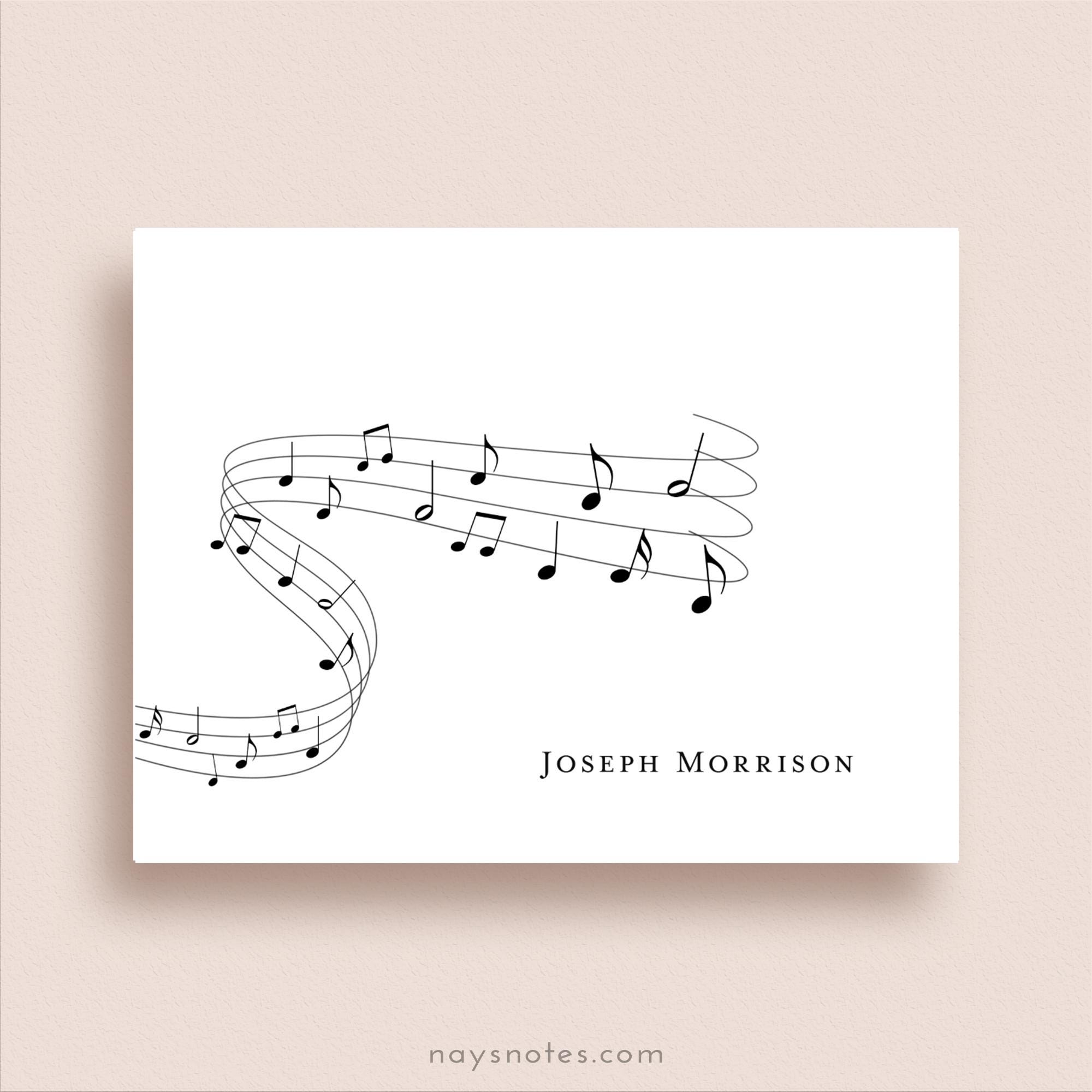Personalized Music Notes Stationery - Music Staff Note Cards - Folded ...