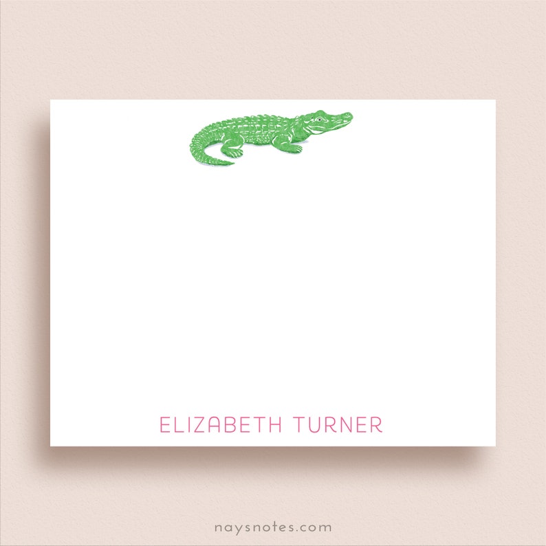 Alligator Note Cards Alligator Flat Note Cards | Etsy