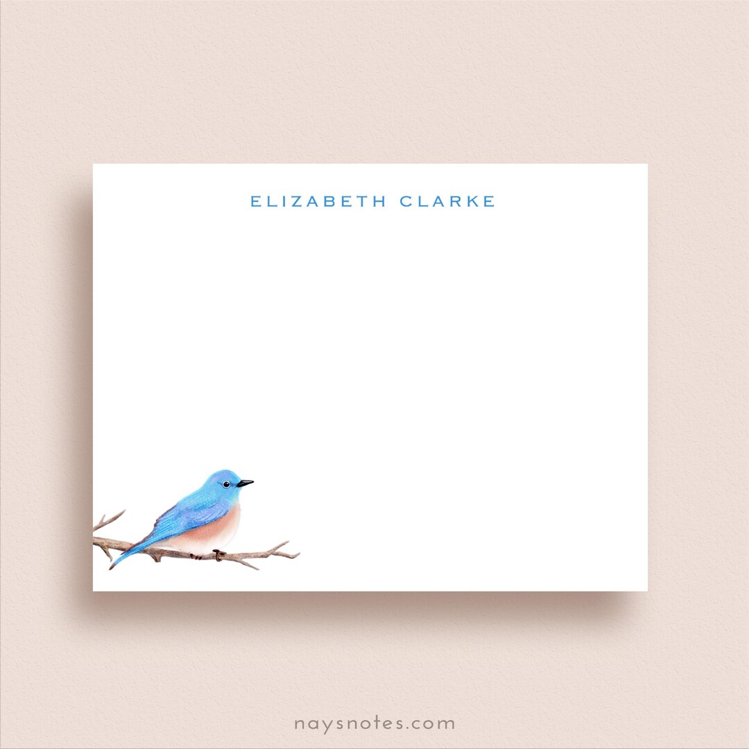 Personalized Bluebird Stationery - Bluebird Note Cards - Flat, Set of ...
