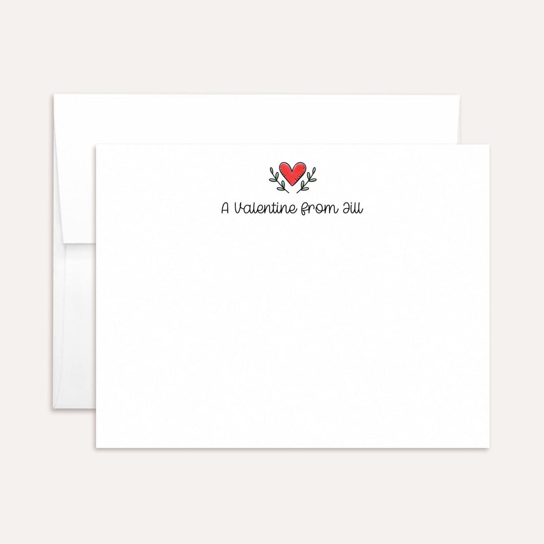 Personalized Heart Stationery - Heart Note Cards - Valentines - Flat ...