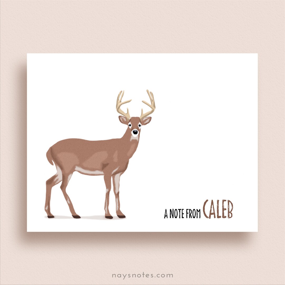 Deer Note Cards - Folded Note Cards - Personalized Deer Stationery ...