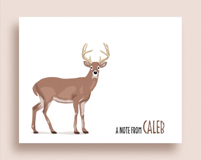 Deer Note Cards Stationery Set of 10 Cards in White or Light Ivory With ...