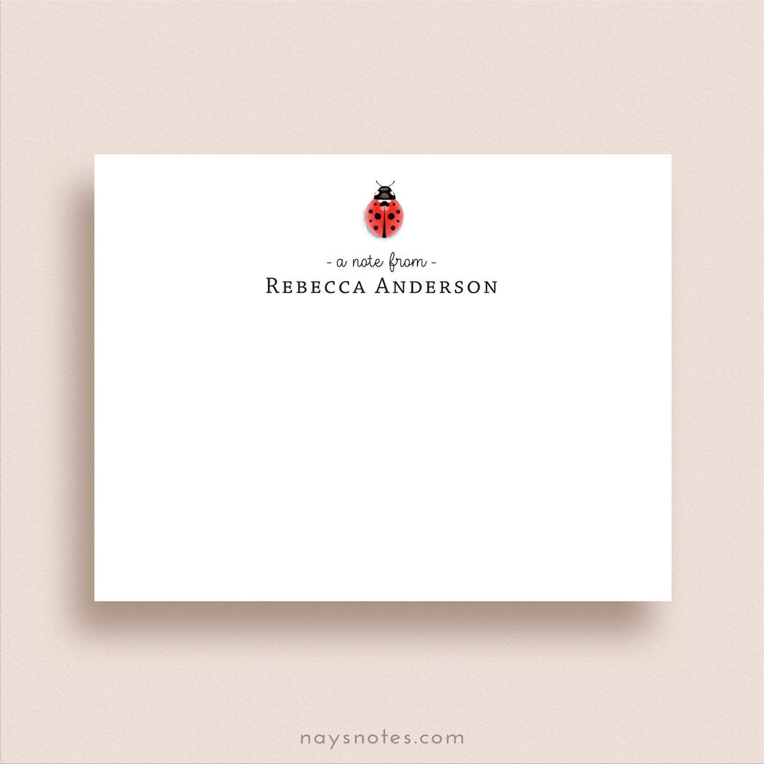 Ladybug Note Cards - Flat Note Card Set - Personalized Ladybug ...