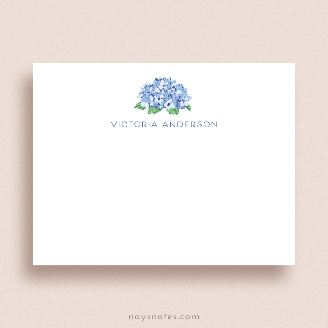 Hydrangea Note Cards Flat Note Cards Floral Stationery Personalized ...