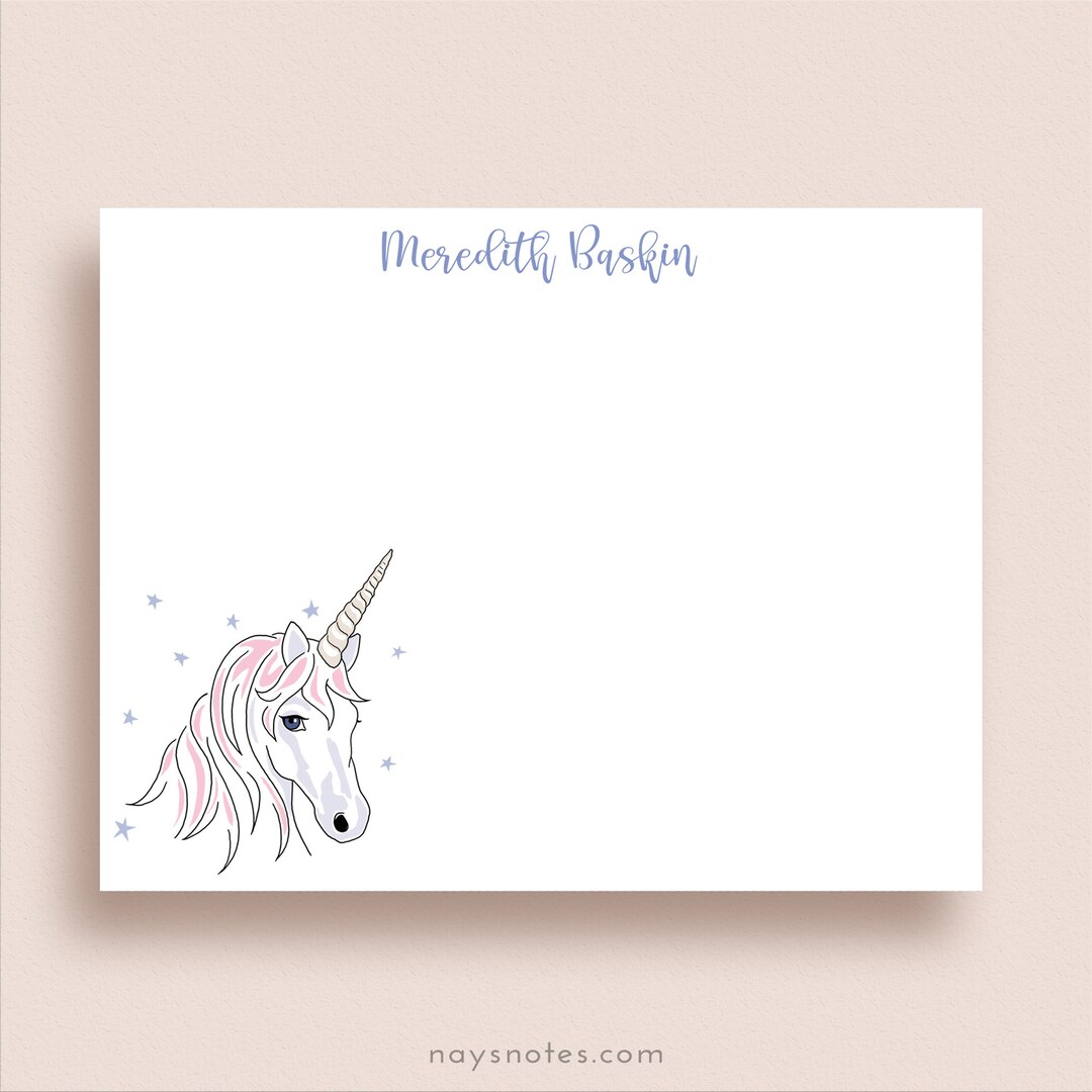 Unicorn Note Cards Unicorn Flat Notes Personalized Unicorn Stationery ...