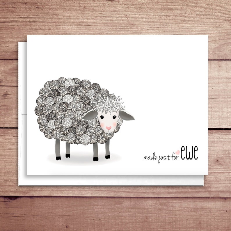 Knitting Sheep Note Cards Folded Knitting Thank You Notes | Etsy