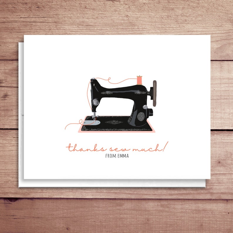 Sewing Machine Note Cards Folded Note Cards Personalized | Etsy