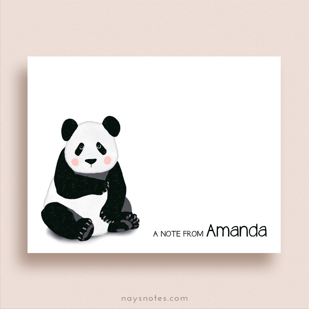 Panda Note Cards - Folded Panda Note Cards - Personalized Panda ...