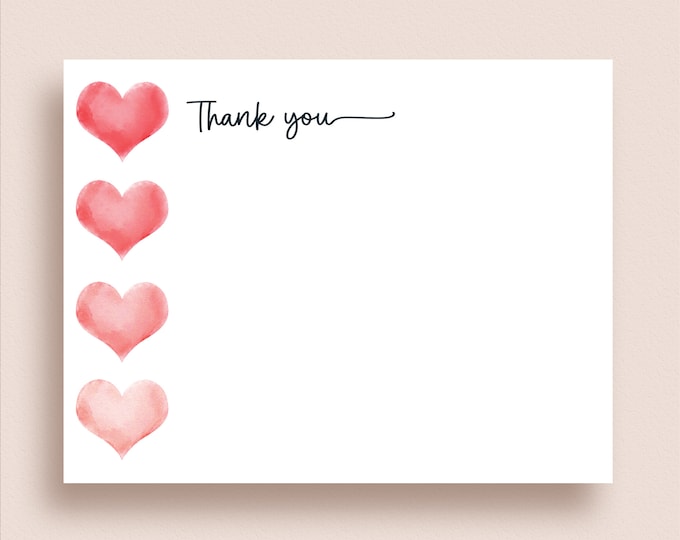Heart Note Cards Stationery Set of 10 Cards in White or Light Ivory ...