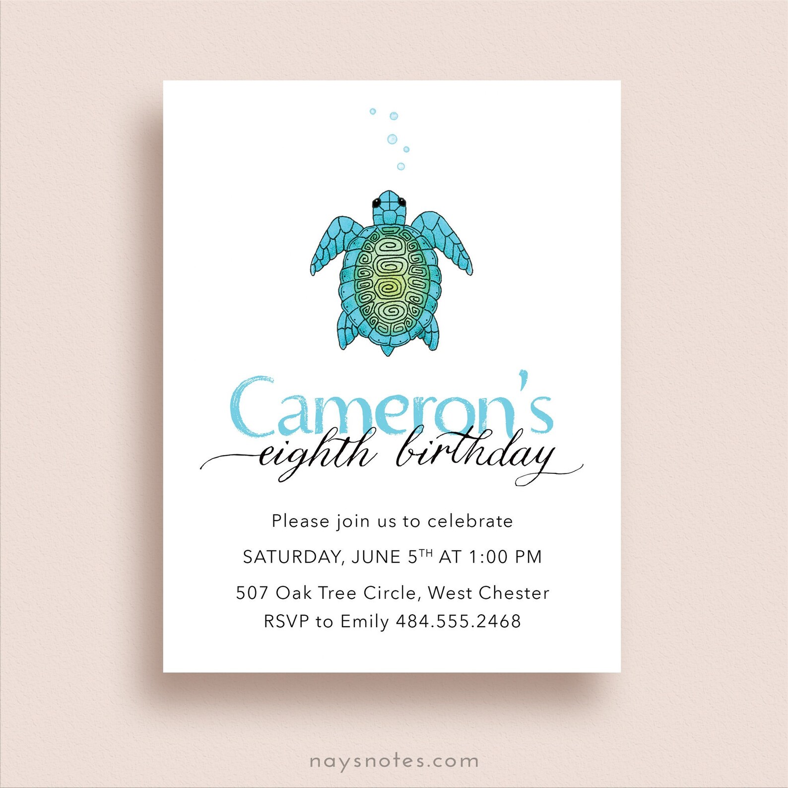 Sea Turtle Birthday Party Invitations Sea Turtle Invitations | Etsy