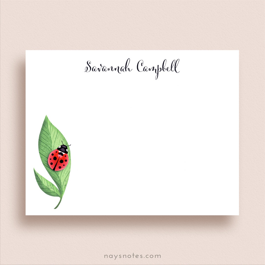 Ladybug Note Cards Flat Note Cards Personalized Ladybug Stationery ...