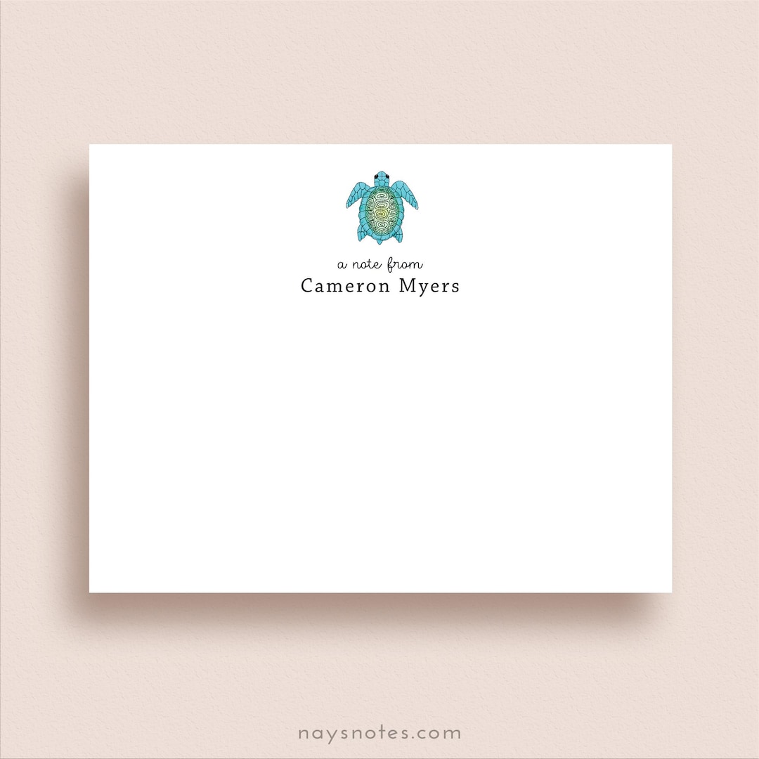 Personalized Sea Turtle Stationery - Flat Note Card Set - Etsy