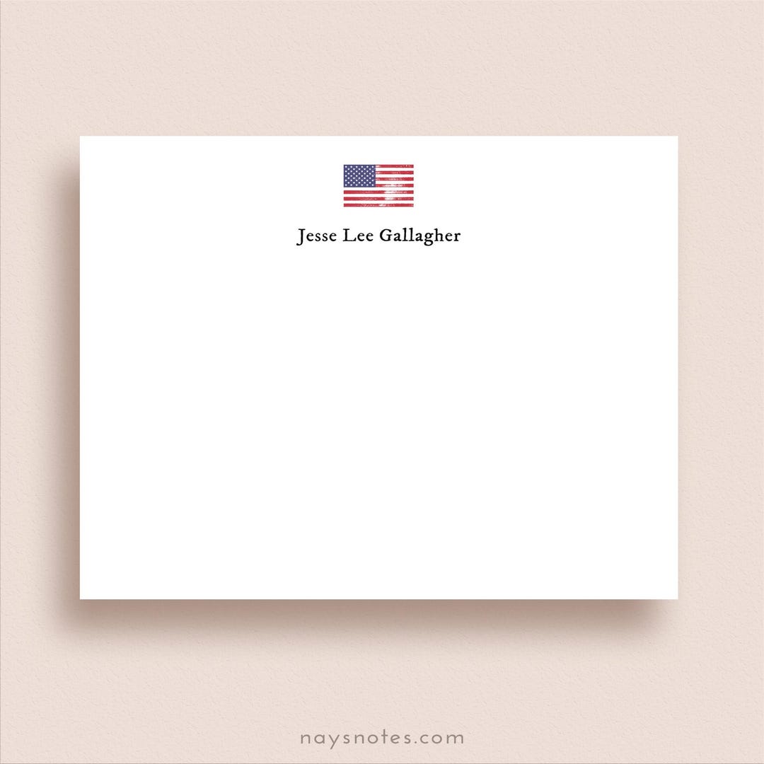 American Flag Note Cards - Flat Note Card Set - Personalized Stationery ...