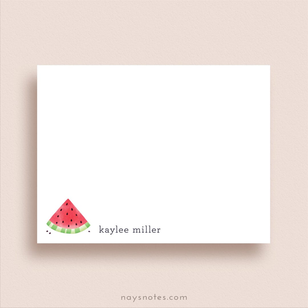 Personalized Watermelon Stationery - Melon Note Cards - Flat, Set of 10 ...