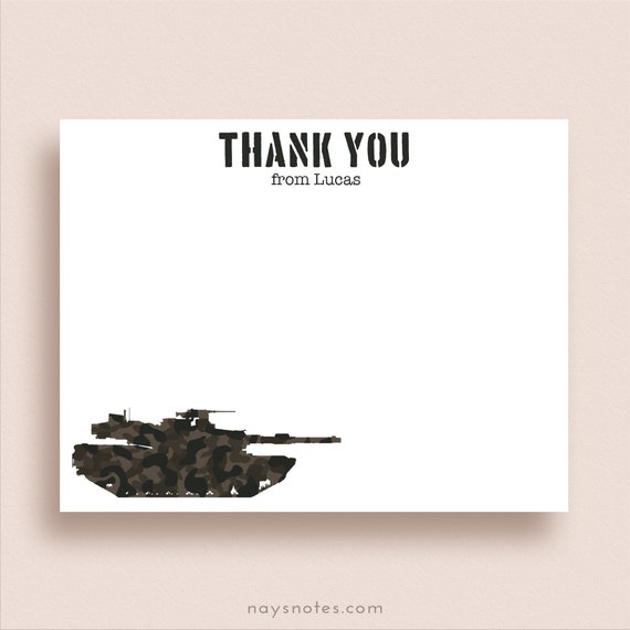 Tank Note Cards Army Tank Flat Notes Army Thank You Notes | Etsy