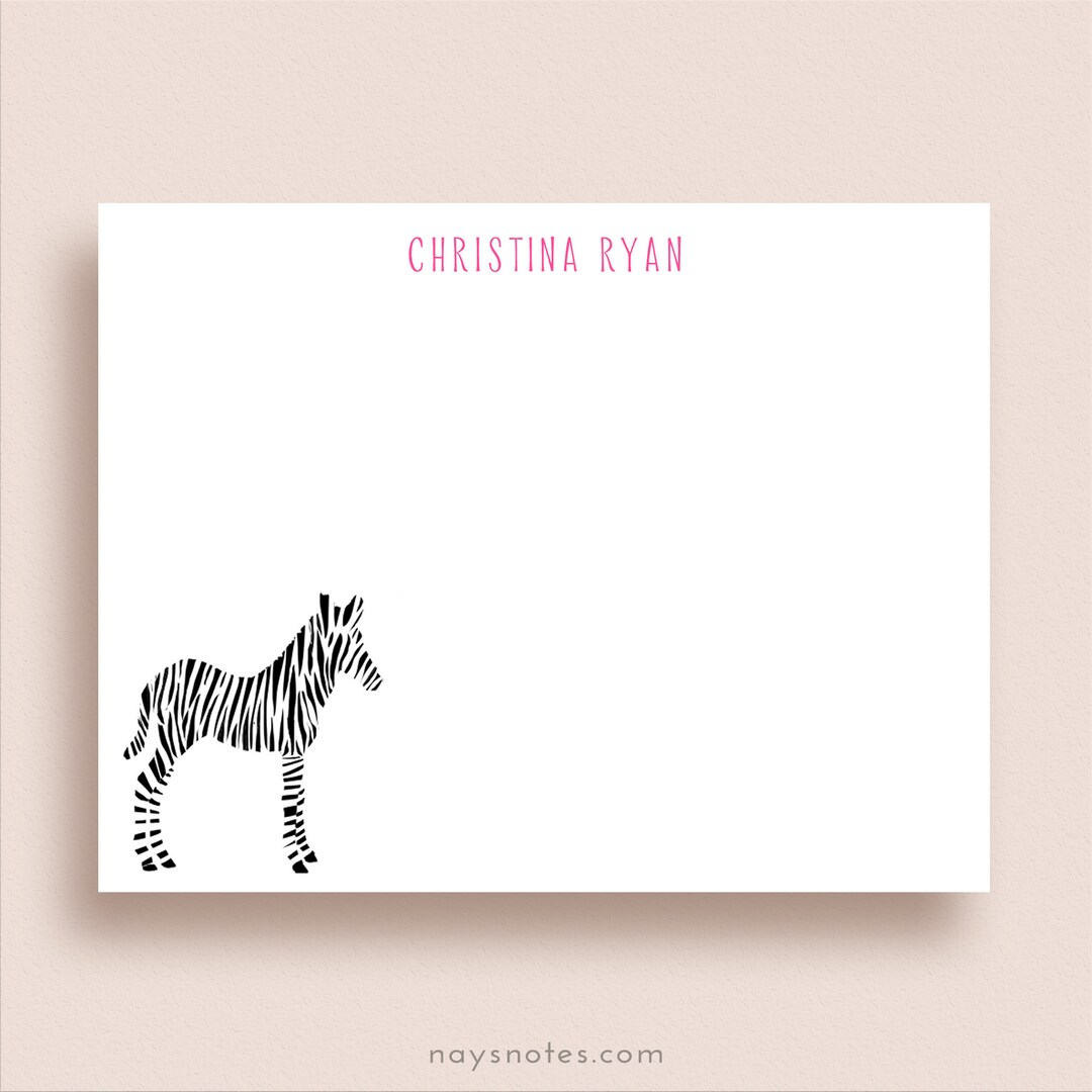 Zebra Note Cards Zebra Flat Notes Personalized Zebra - Etsy