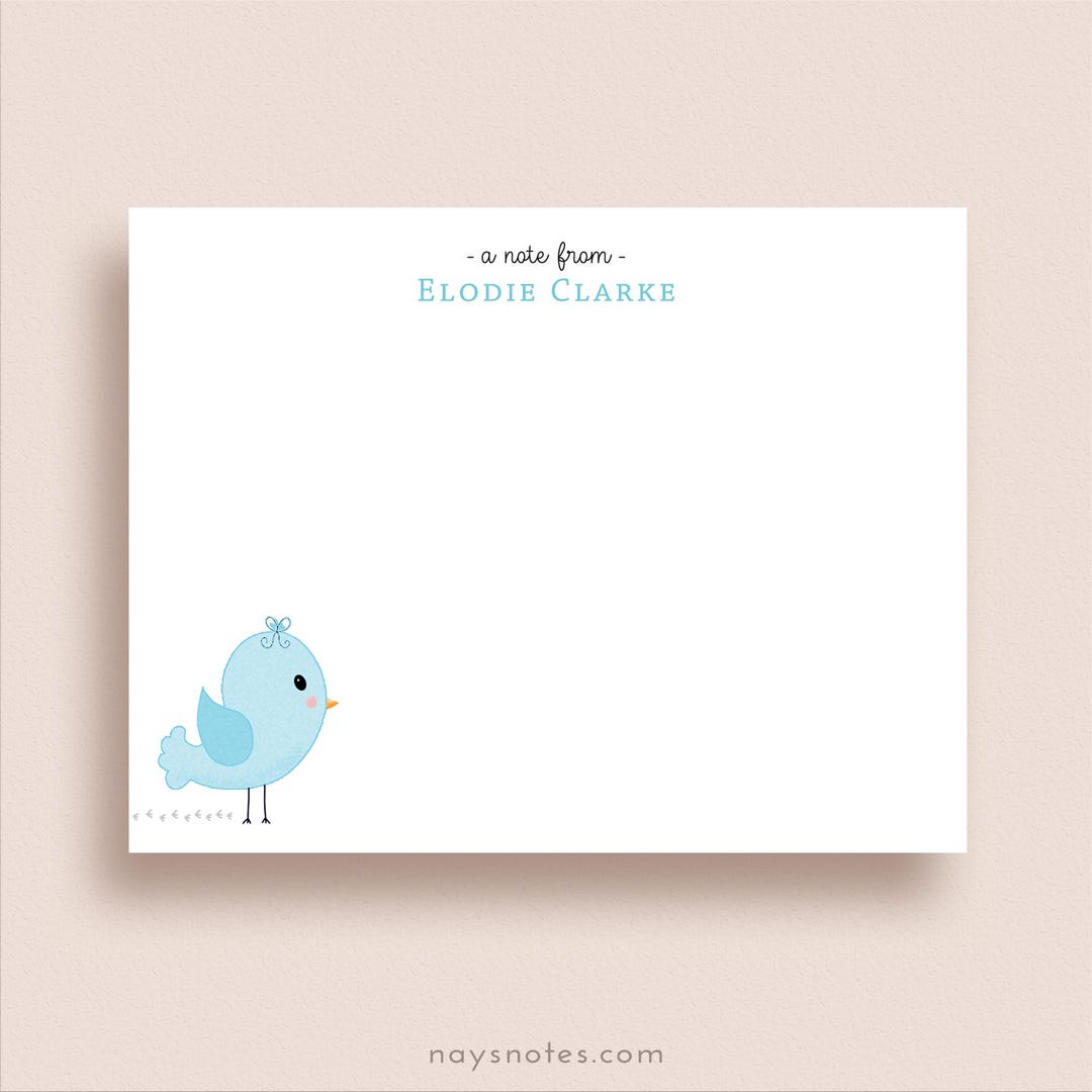 Bird Note Cards - Flat Note Card Set - Personalized Bluebird Stationery ...