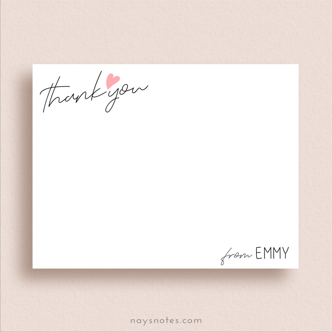 Thank You Notes Personalized Thank You Cards Heart Thank You Cards ...