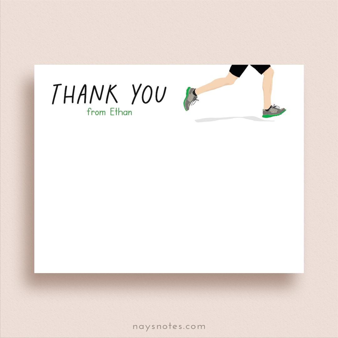 Running Note Cards - Flat Note Cards - Personalized Runner Stationery ...