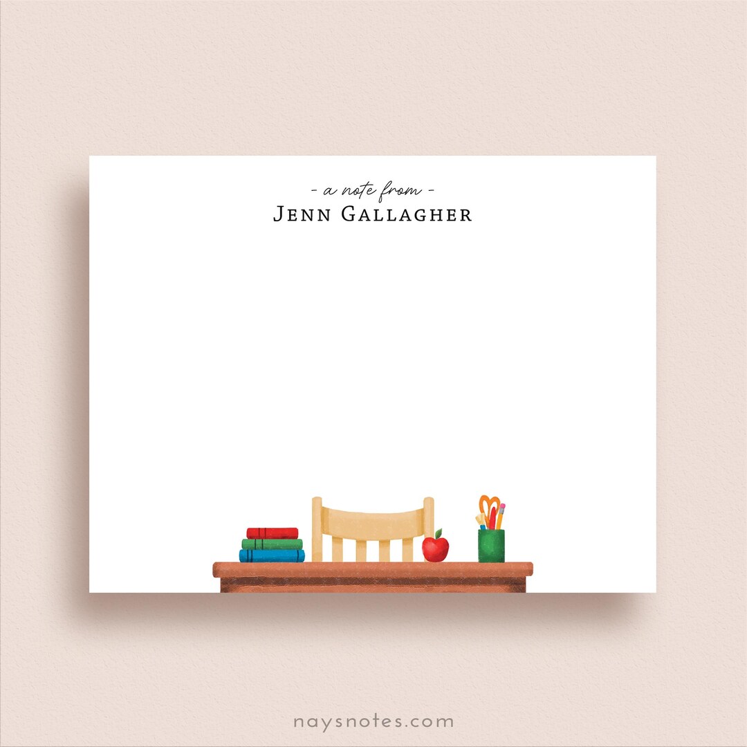 Teacher Note Cards - Flat Note Card Set - Personalized Teacher ...