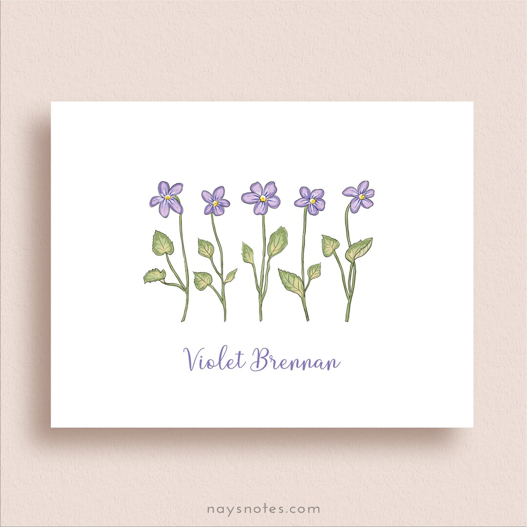 Violet Note Cards Floral Note Cards Folded Violet Note - Etsy