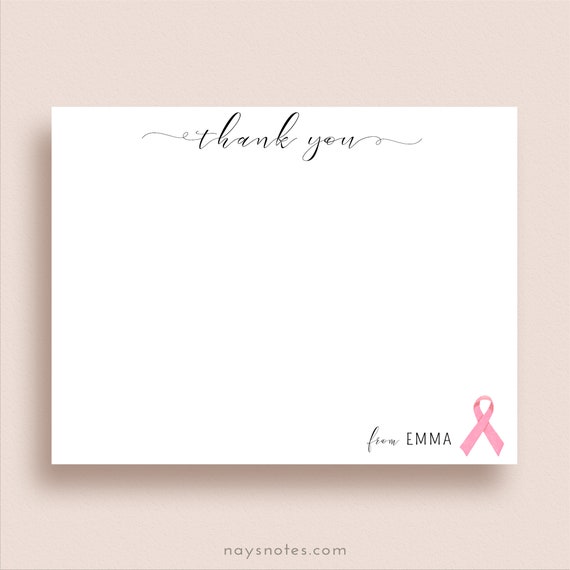 Cancer Ribbon Note Cards Chemo Thank You Cards Flat Notes | Etsy