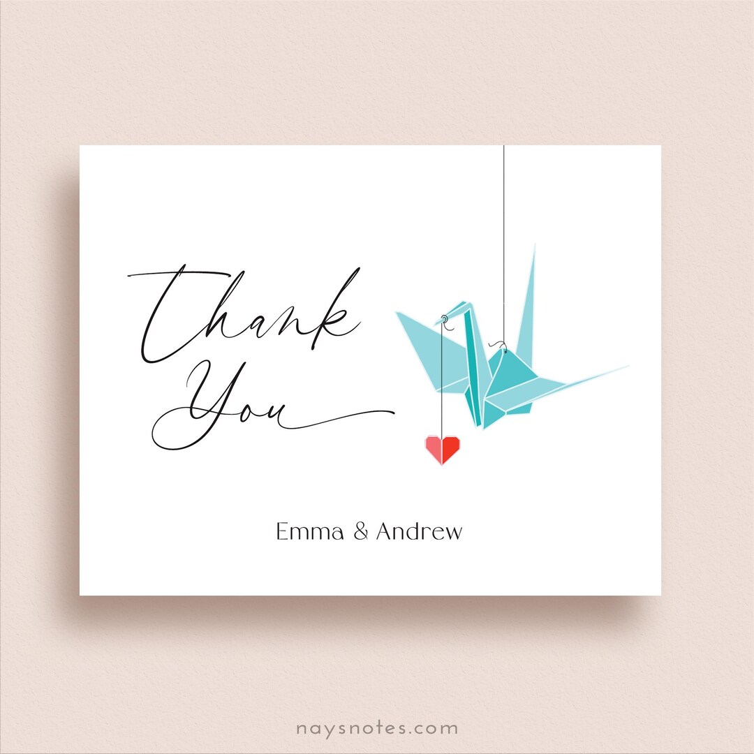 Origami Crane Note Cards Thank You Notes Personalized Stationery ...