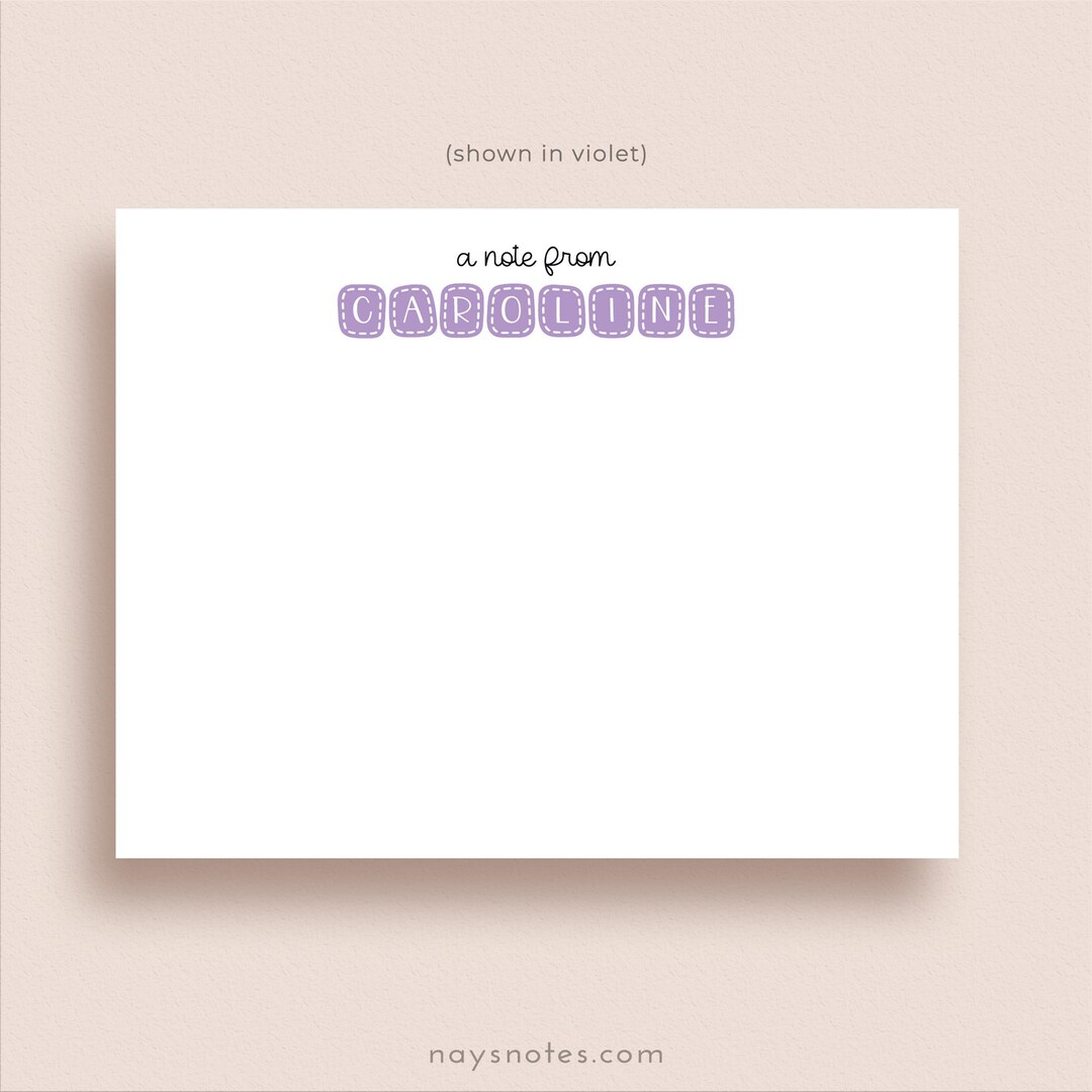 Stitch Letters Note Cards - Flat Note Card Set - Personalized ...