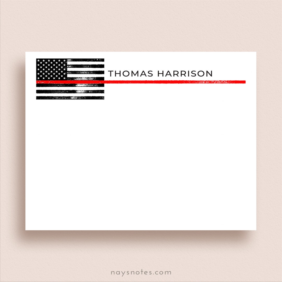 Firefighter Flag Note Cards Flat Note Cards Firefighter Thank You Cards ...