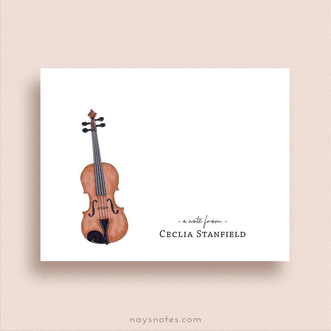 Violin Note Cards - Folded Note Card Set - Personalized Violin or ...
