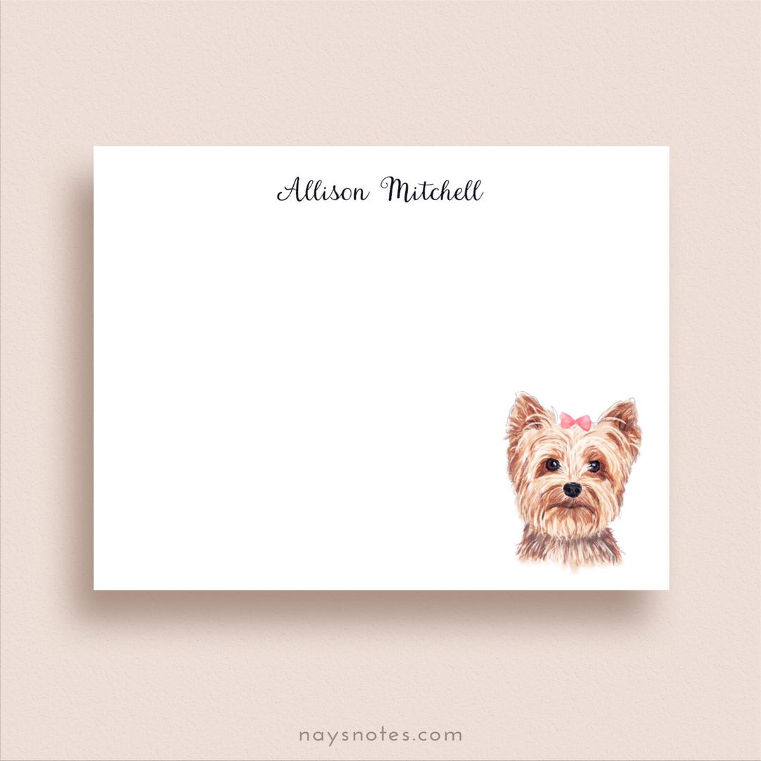 Personalized Yorkshire Terrier Stationery - Yorkie Note Cards - Flat ...