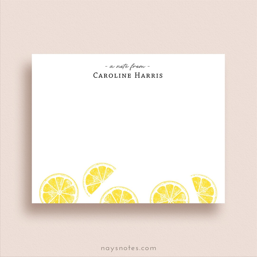 Personalized Lemon Stationery - Flat Note Card Set - Etsy