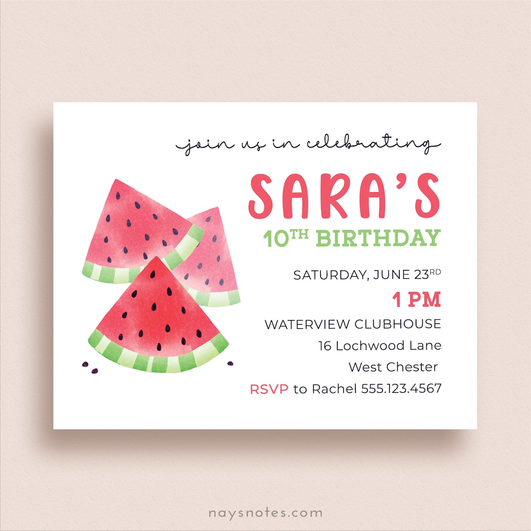Watermelon Invitations Watermelon Birthday Party Sweet and Simple ...