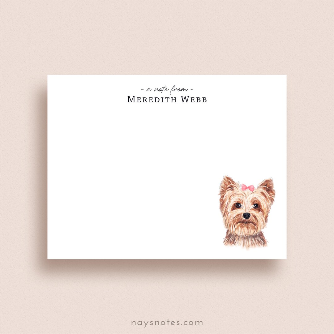 Yorkshire Terrier Note Cards - Flat Note Card Set - Personalized Yorkie ...