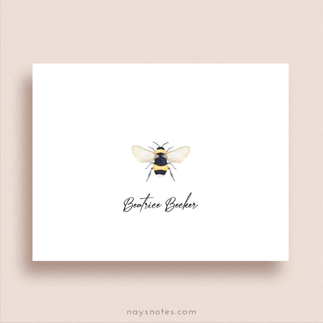 Bee Note Cards Bumblebee Note Cards Folded Note Cards Personalized Bee ...