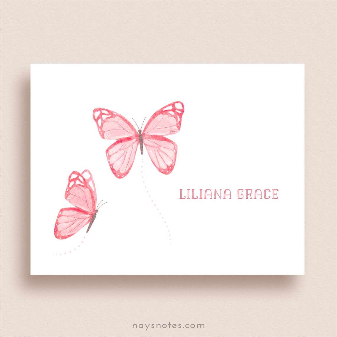 Butterfly Note Cards Folded Note Cards Personalized | Etsy