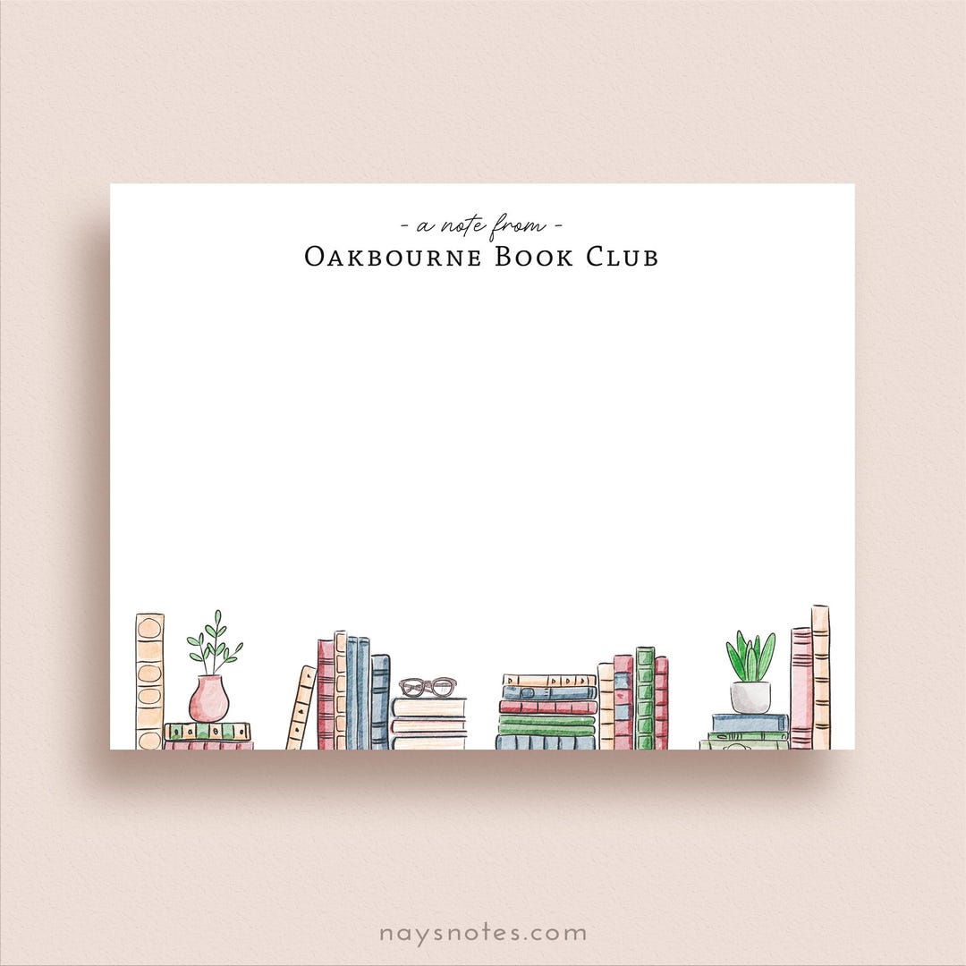 Book Note Cards - Flat Note Card Set - Personalized Book Stationery ...