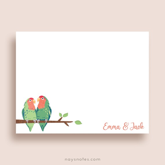 Lovebirds Note Cards Lovebirds Stationery Lovebird Note | Etsy