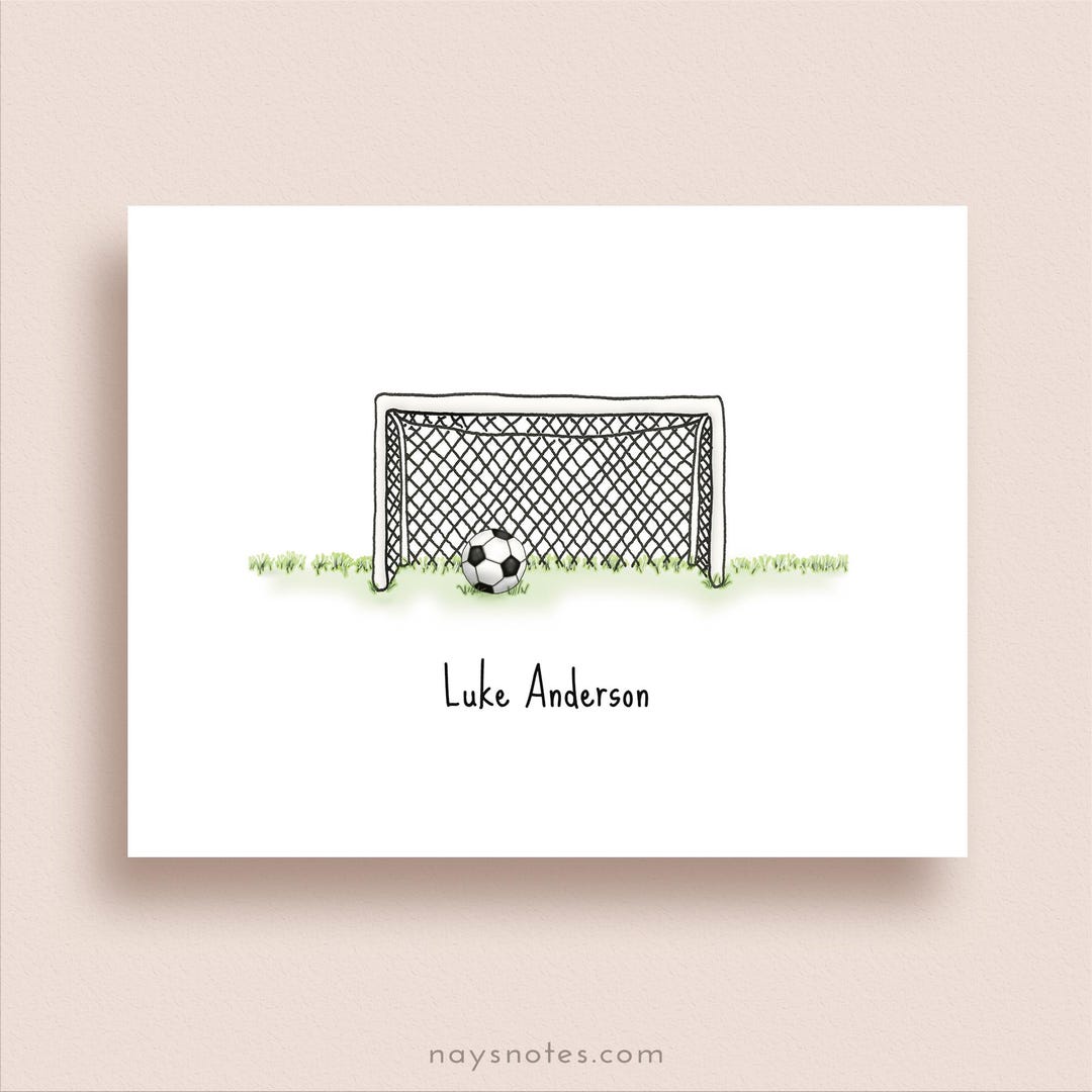Personalized Soccer Net Stationery - Soccer Note Cards - Folded, Set of ...