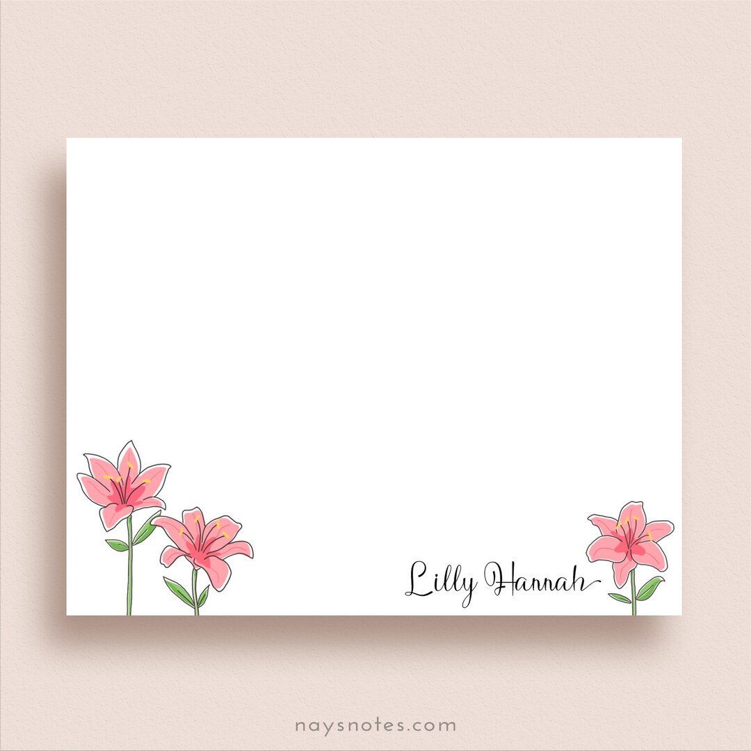 Lily Flat Note Cards Lily Note Cards Floral Thank You Cards ...