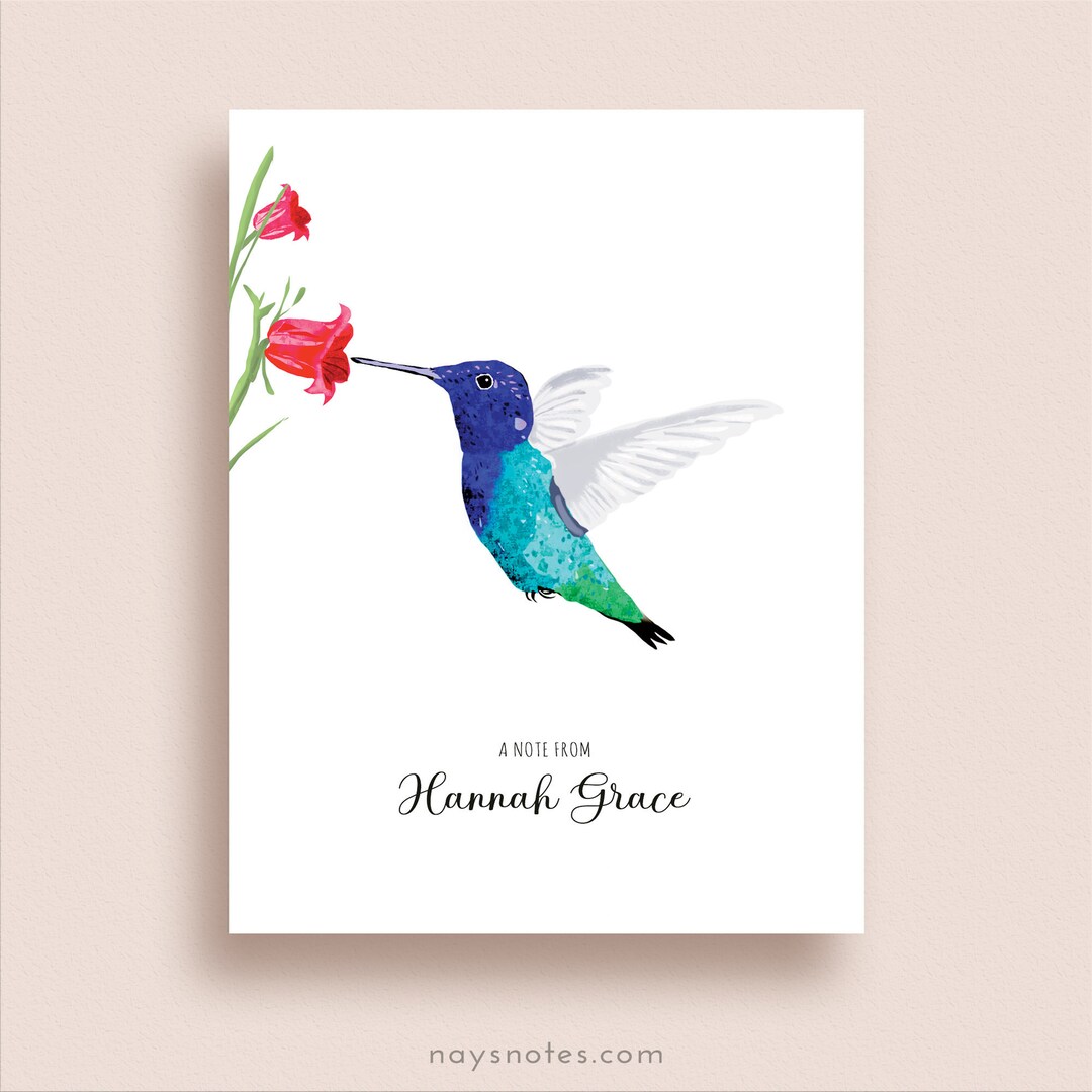 Hummingbird Note Cards Folded Bird Note Cards Personalized Hummingbird ...