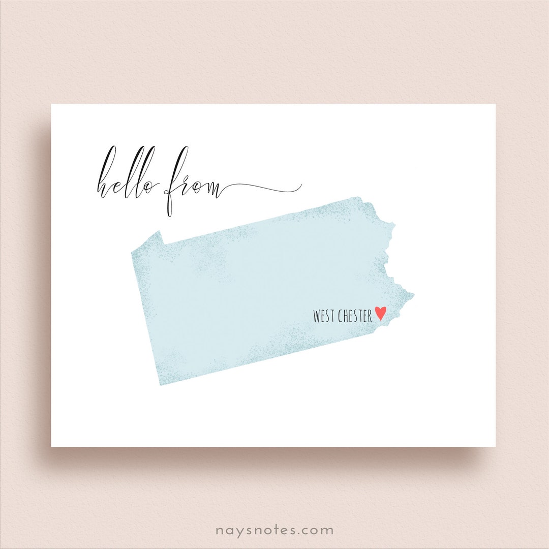 Pennsylvania Folded Note Cards - Personalized State Map Stationery - Etsy
