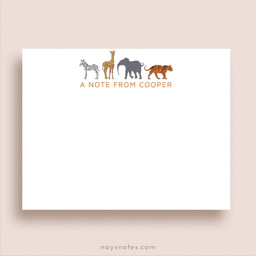Zoo Animal Note Cards Zoo Flat Notes Personalized Zoo Stationery Zoo ...
