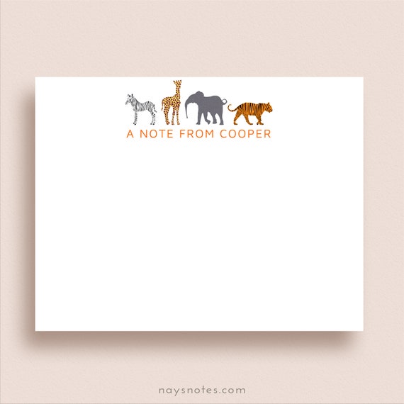 Zoo Animal Note Cards Zoo Flat Notes Personalized Zoo | Etsy