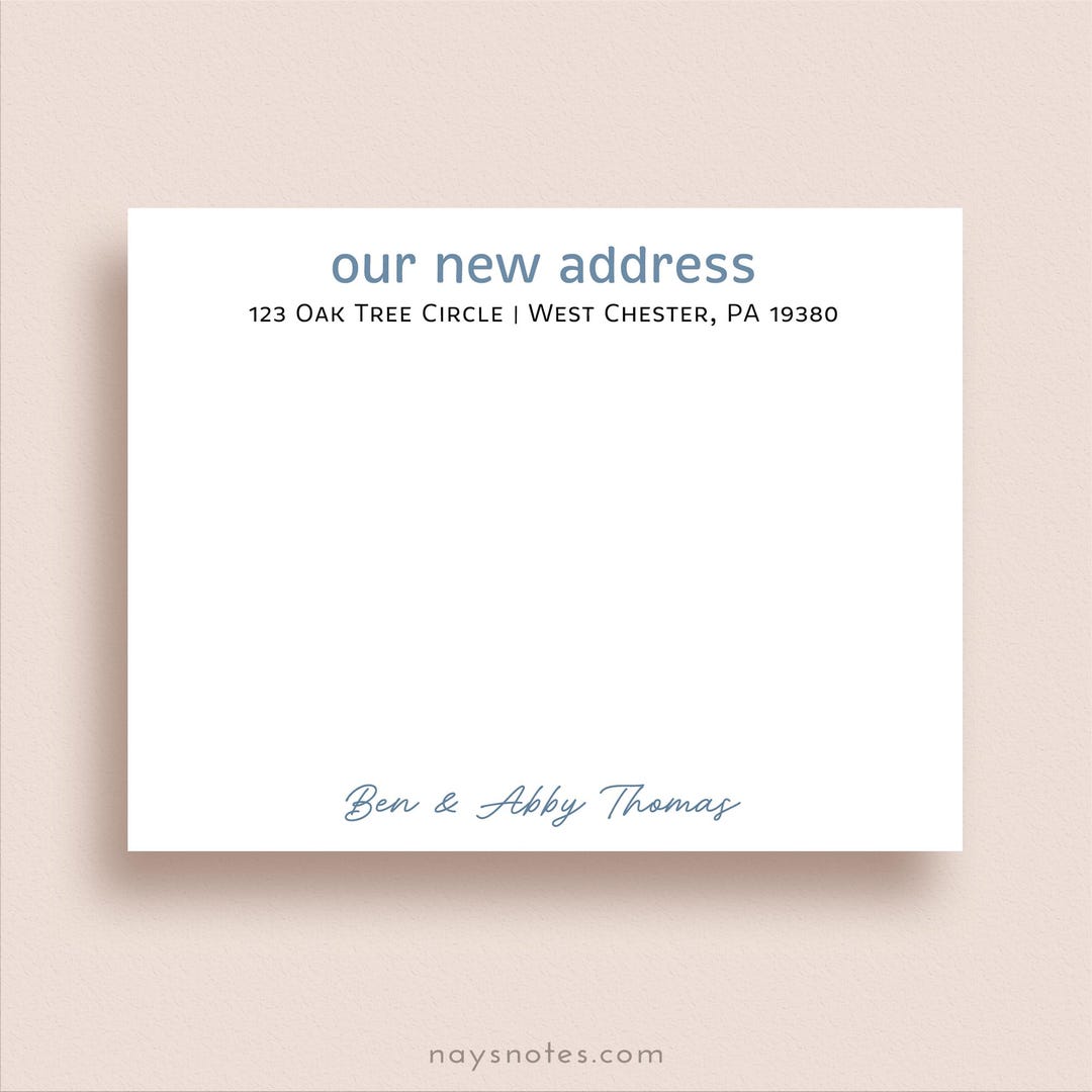 New Address Note Cards - Flat Note Card Set - Personalized New Home ...