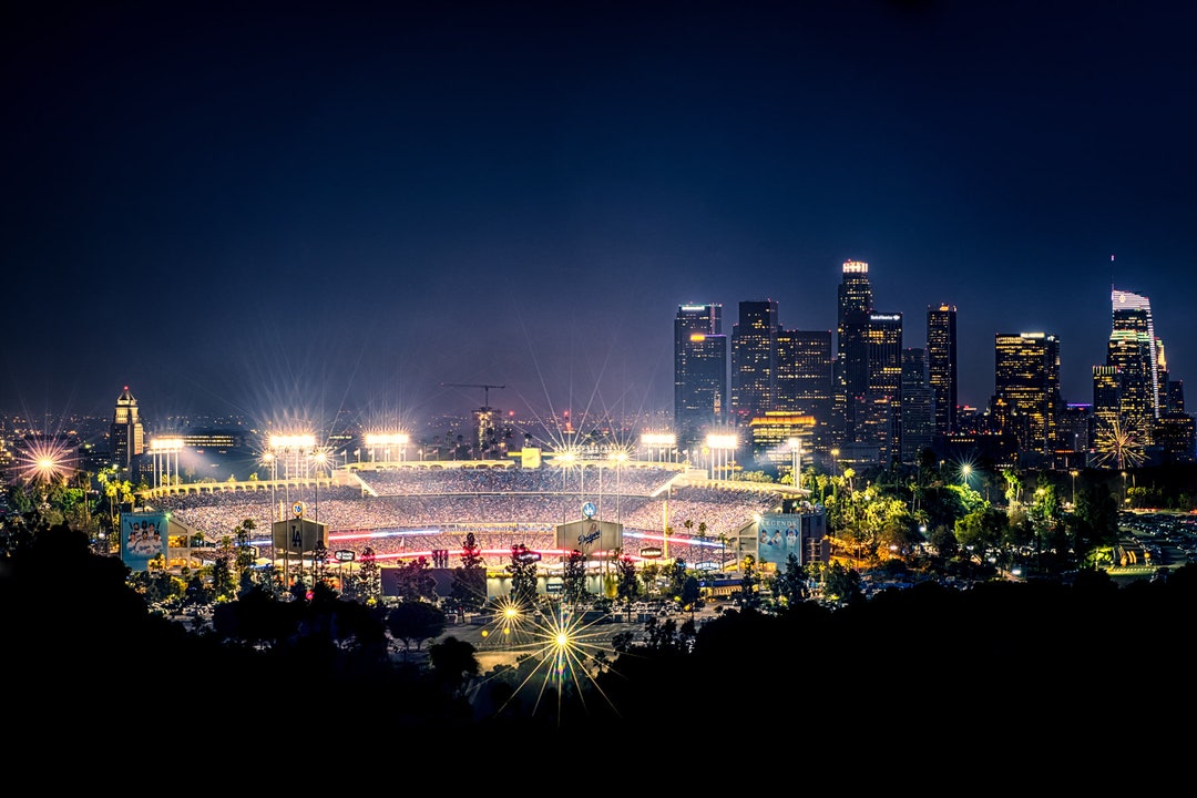 Dodger Stadium Los Angeles Baseball Game Night Photography Print ...