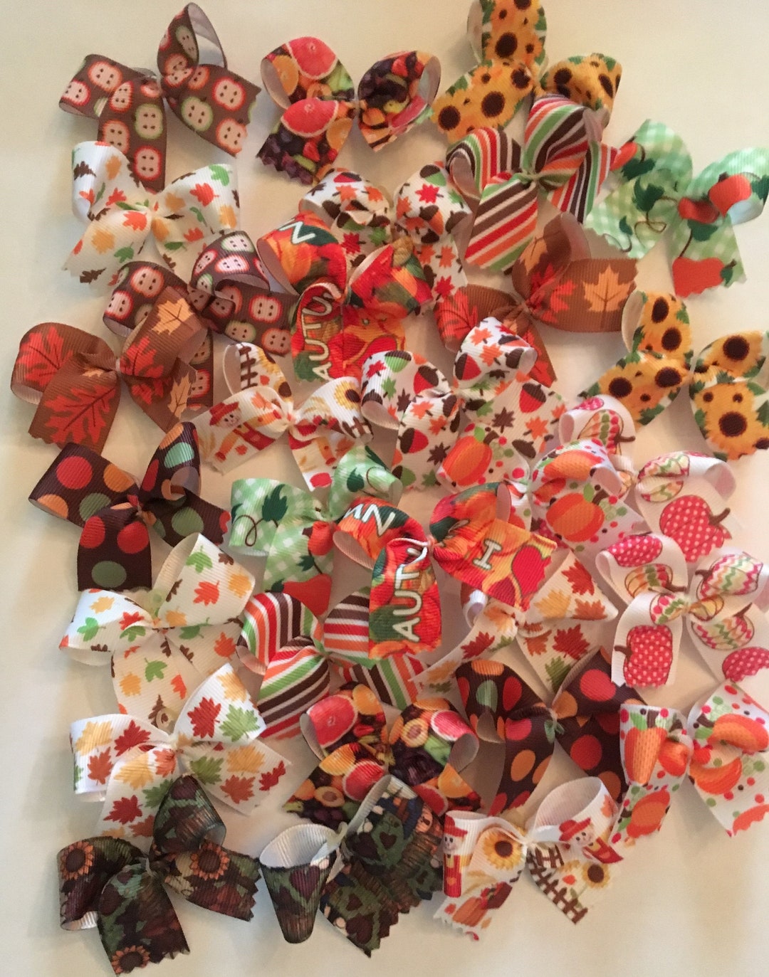 30 MEDIUM Fall Autumn Print Dog Bows Dog Grooming Bows Top Quality ...