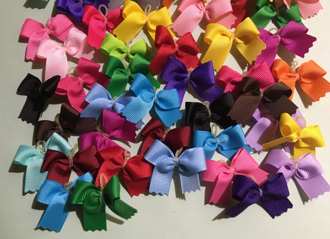 Small Dog Bows 50 Top Quality Grosgrain Ribbon Solid Colored - Etsy
